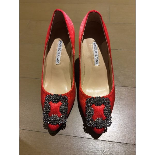 MB red satin high heels | Shopee Thailand