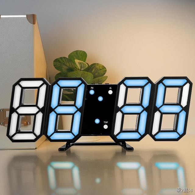 Wall Clock Modern Design Home Decor 3D LED Digital Smart Alarm Clocks ...