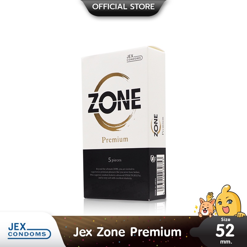 Jex Zone Premium ถูงยางอนามัย เจ็กซ์ โซน พรีเมี่ยม บาง 0.01-0.02 เจลหล่อลื่นสูตรพิเศษ ขนาด 52 ...
