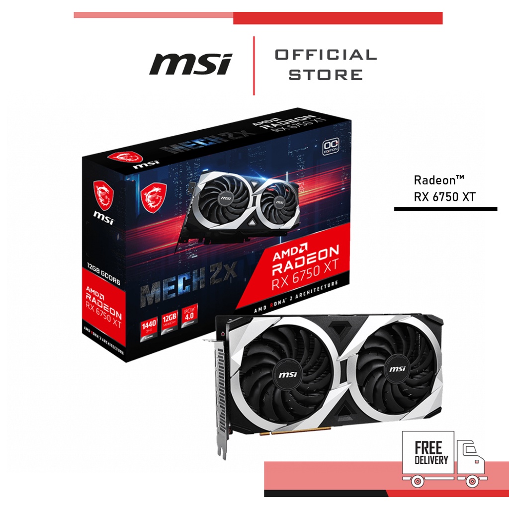MSI VGA การ์ดจอ GRAPHICS CARDS RADEON RX 6750 XT MECH 2X 12G OC ...
