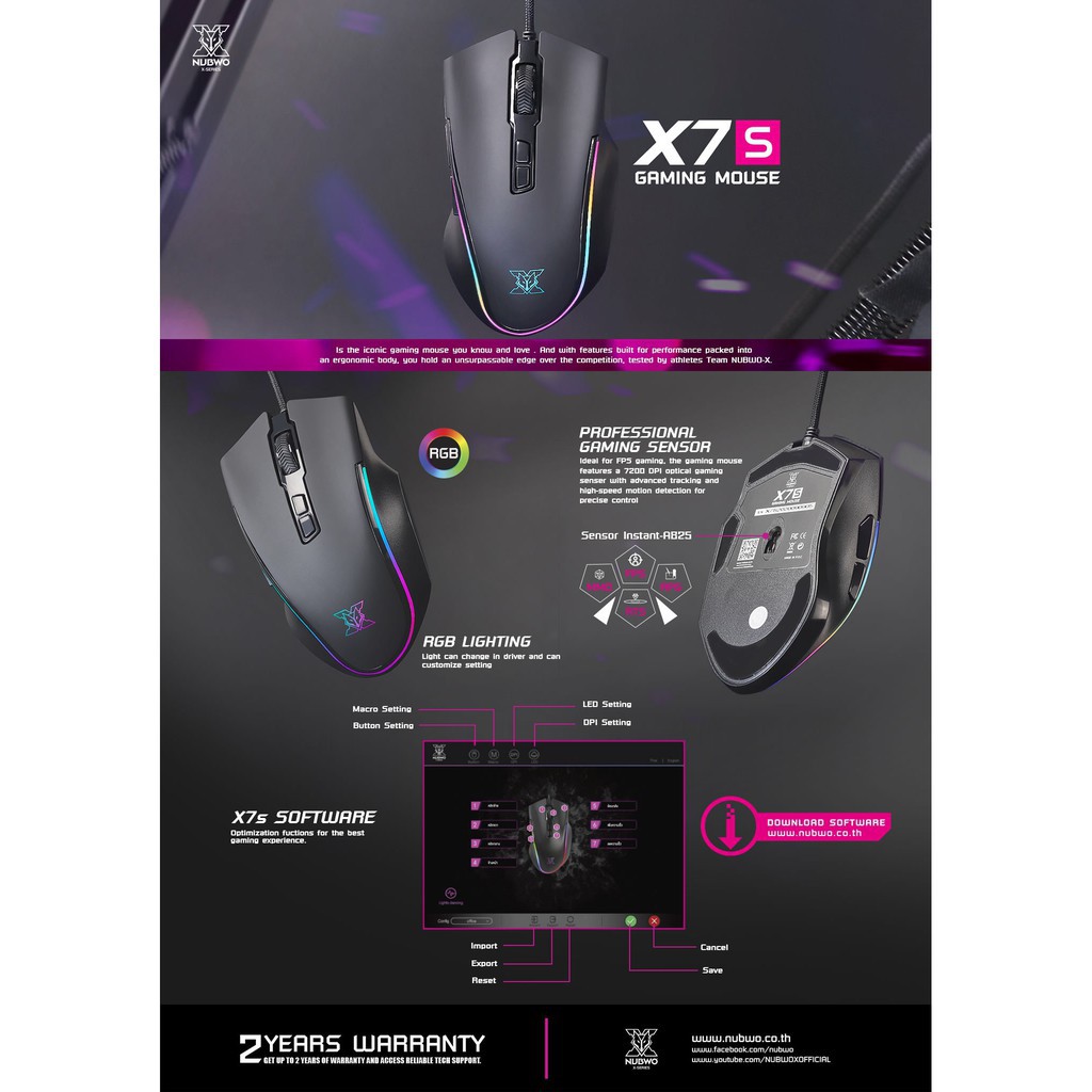 ☚เมาส์เกมมิ่ง Nubwo X7S Macro gaming mouse เมาส์มาโคร เม้าส์ ประกัน 2 ปี※ | Shopee Thailand