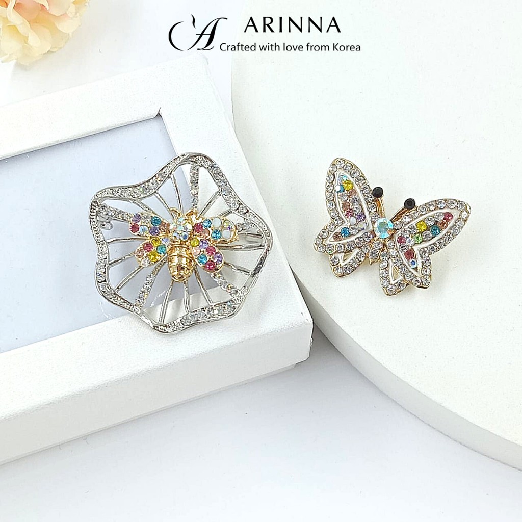 Arinna เข็มกลัด พลอยเทียม พรีเมี่ยม สไตล์เกาหลี (PM3) | Shopee Thailand
