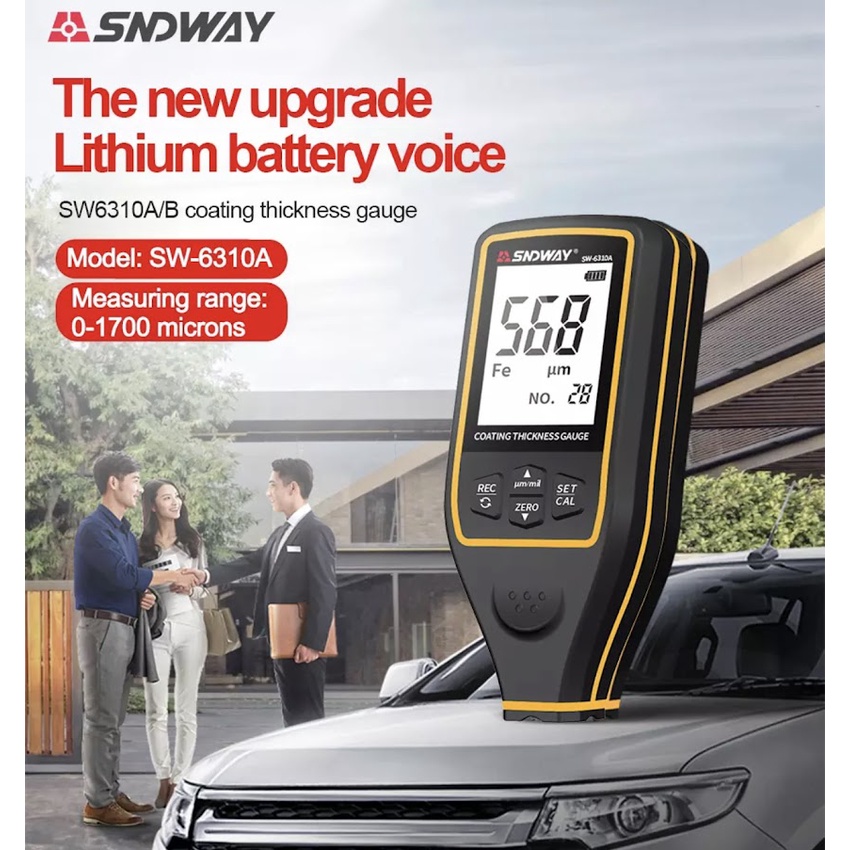 พร้อมส่งจากไทย SNDWAY SW-6310A เครื่องวัดความหนาชั้นสีรถ Refinishing สีไมโครมิเตอร์ Fe/NF Probe ...
