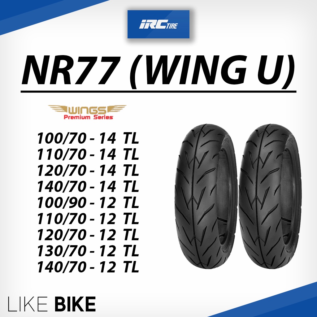 ยาง IRC NR77 WINGS U TL ขอบ 12 14 ยางรถมอเตอไซค์ MSX, Vespa, Filano ...