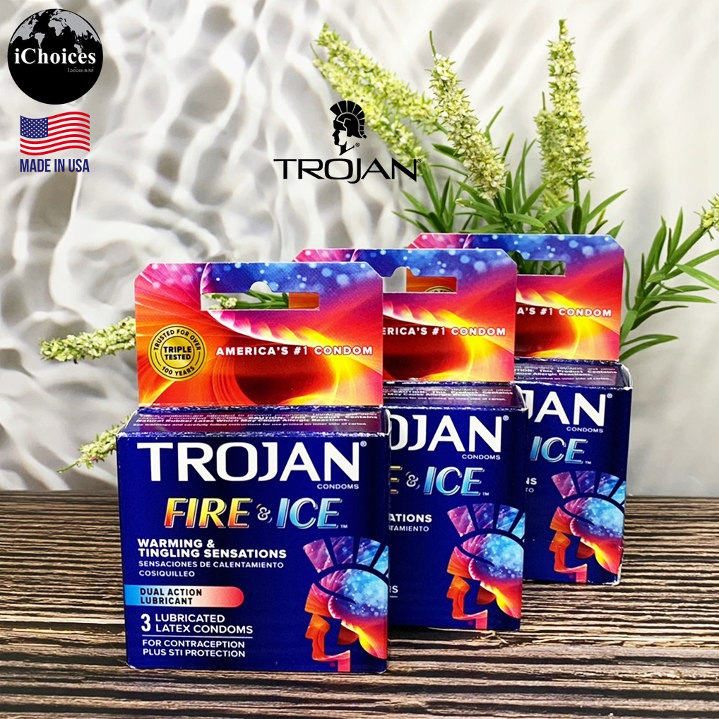 [Trojan] Condoms Fire & ICE Dual Action Lubricant 3 Latex Condoms 3, 7 ...