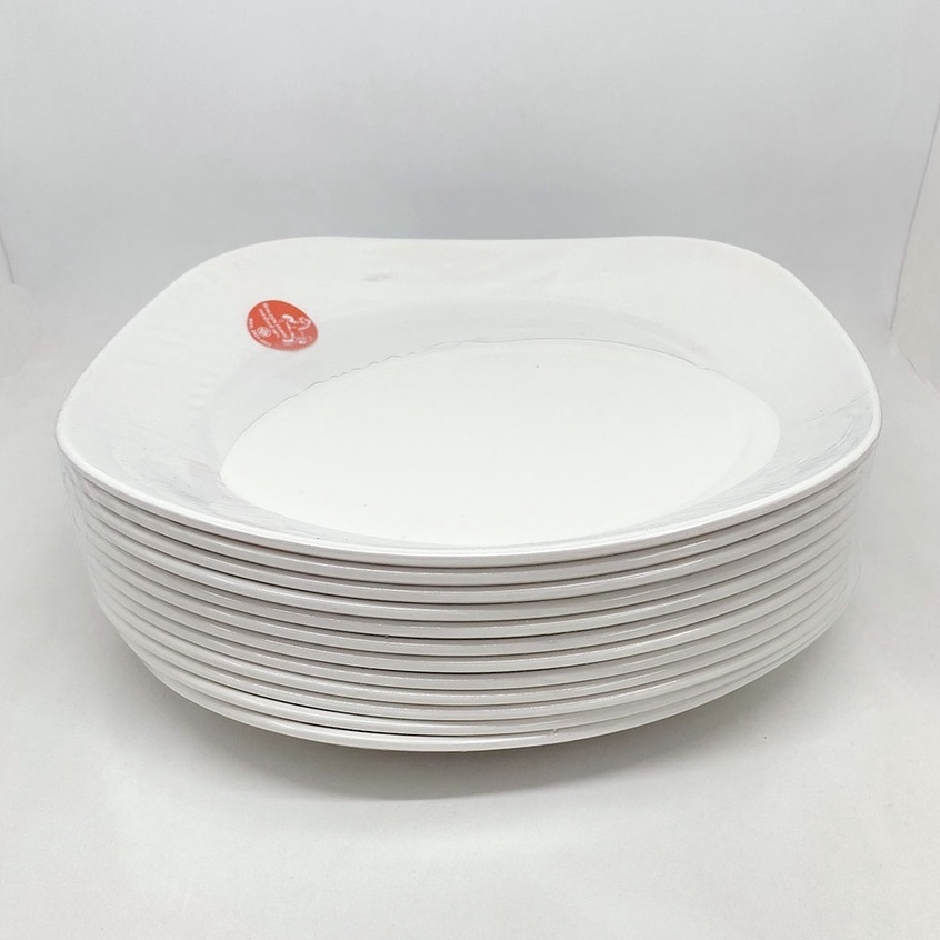 [12ใบ] จานข้าวเมลามีนทรงสี่เหลี่ยม - มุมมน 9นิ้ว ตราม้าทอง Golden Horse Melamine Dinner Plate 9 ...