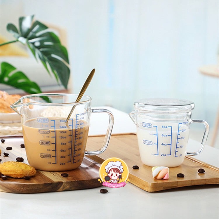 ถ้วยตวงแก้ว ตวงแก้วทนความร้อน 1คัพ 250 ml. / 2 คัพ 500 ml. ถ้วยตวงนม ถ้วยตวงเข้าไมโครเวฟได้ ...