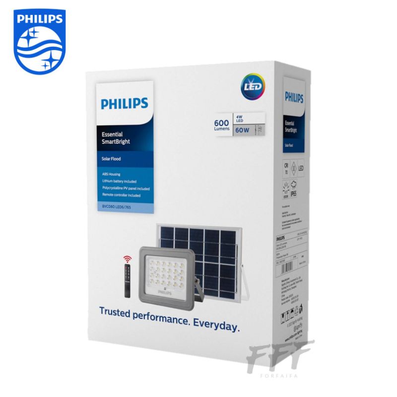 โคมไฟเอนกประสงค์ พร้อมแผงโซลาร์และรีโมทควบคุม 60 วัตต์ PHILIPS Essential SmartBright Solar Flood ...