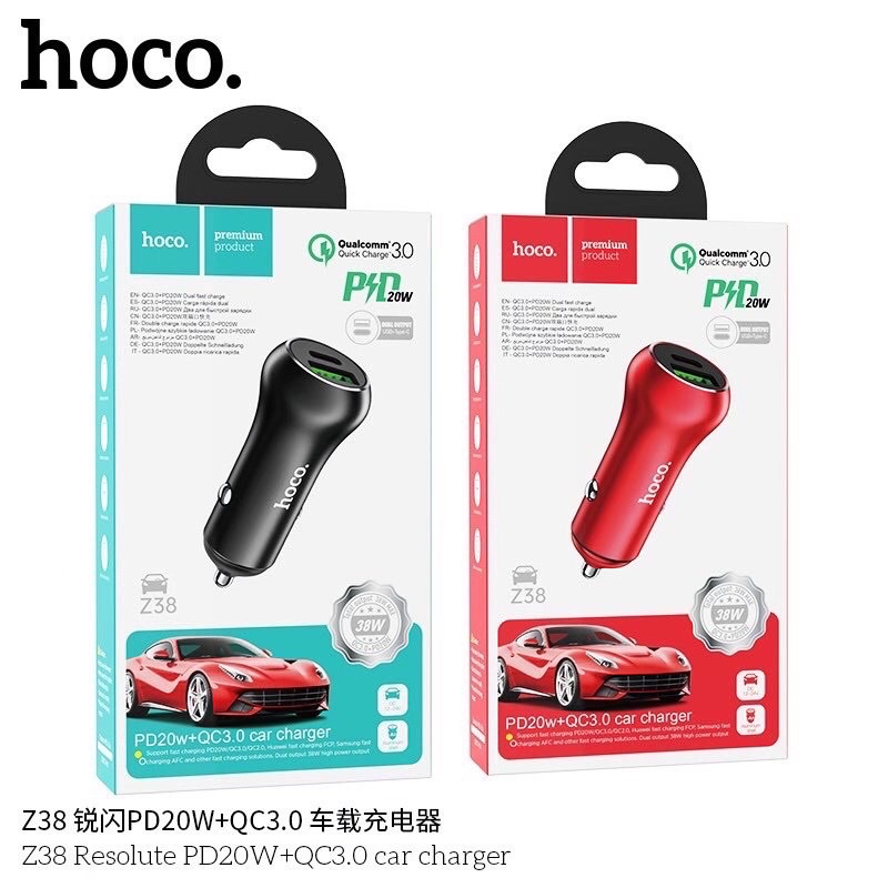 Hoco Z38 ที่ชาร์จในรถ PD20W+QC3.0 กำลังขับ38W แท้100% | Shopee Thailand