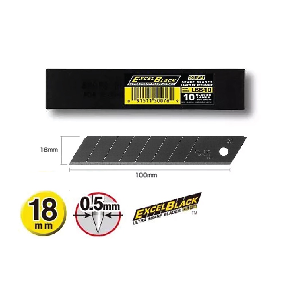 ใบมีดคัตเตอร์ สีดำ OLFA ของแท้ คมมาก!! Cutter Blade เล็ก ASBB-10 (9 มม.),ใหญ่ LBB-10 หลอด10ใบ ...