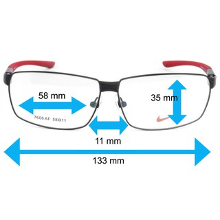 Nike Fashion แว่นตา รุ่น 7606 C-1-1 สีดำขาแดง กรอบเต็ม ขาข้อต่อ วัสดุ ...