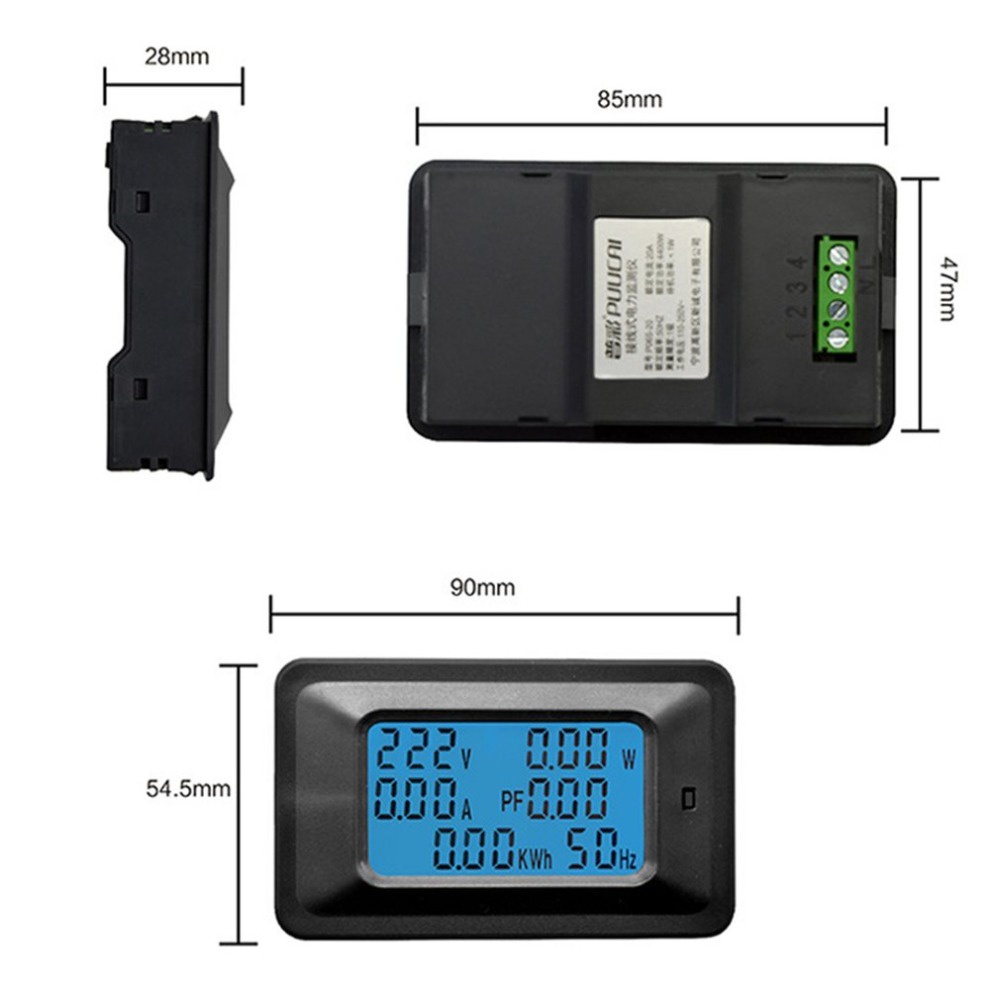 110-220vac 20A 100A LCD Digital Panel Power Watt Meter Monitor แรงดันไฟ ...