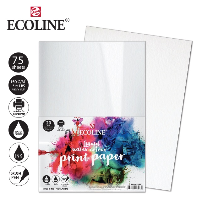 Ecoline liquid water colour print paper A4 150 แกรม 75 แผ่น / แบบแพ็ค ...