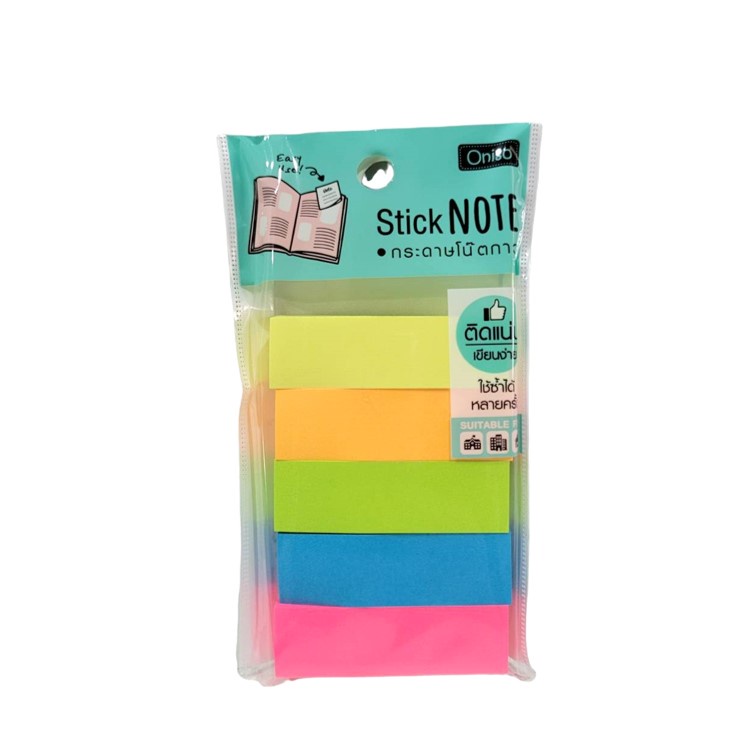 กระดาษโน๊ตมีกาวในตัว 4 สี (1.9x7.6 ซม.) และ 5 สี (1.5x5 ซม.) ตราโอนิโซะ ...