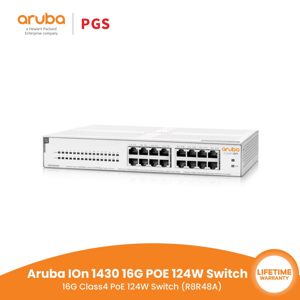 Aruba Instant On 1430 (R8R48A) 16G Class4 PoE 124W Switch (สวิตซ์ PoE ...
