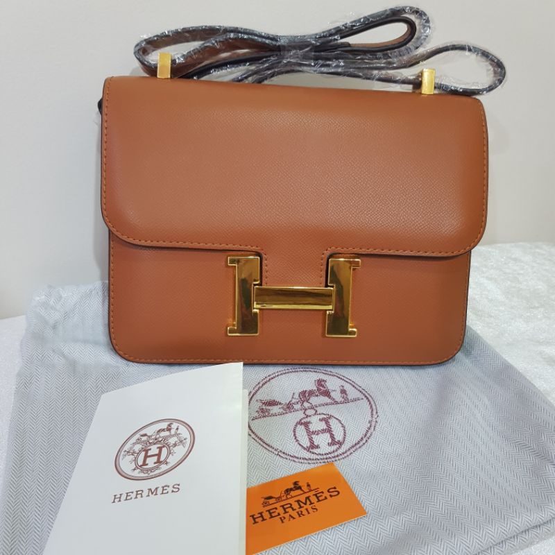 Hermes constance สีน้ำตาล อะไหร่สีทอง ไซต์ 9" | Shopee Thailand