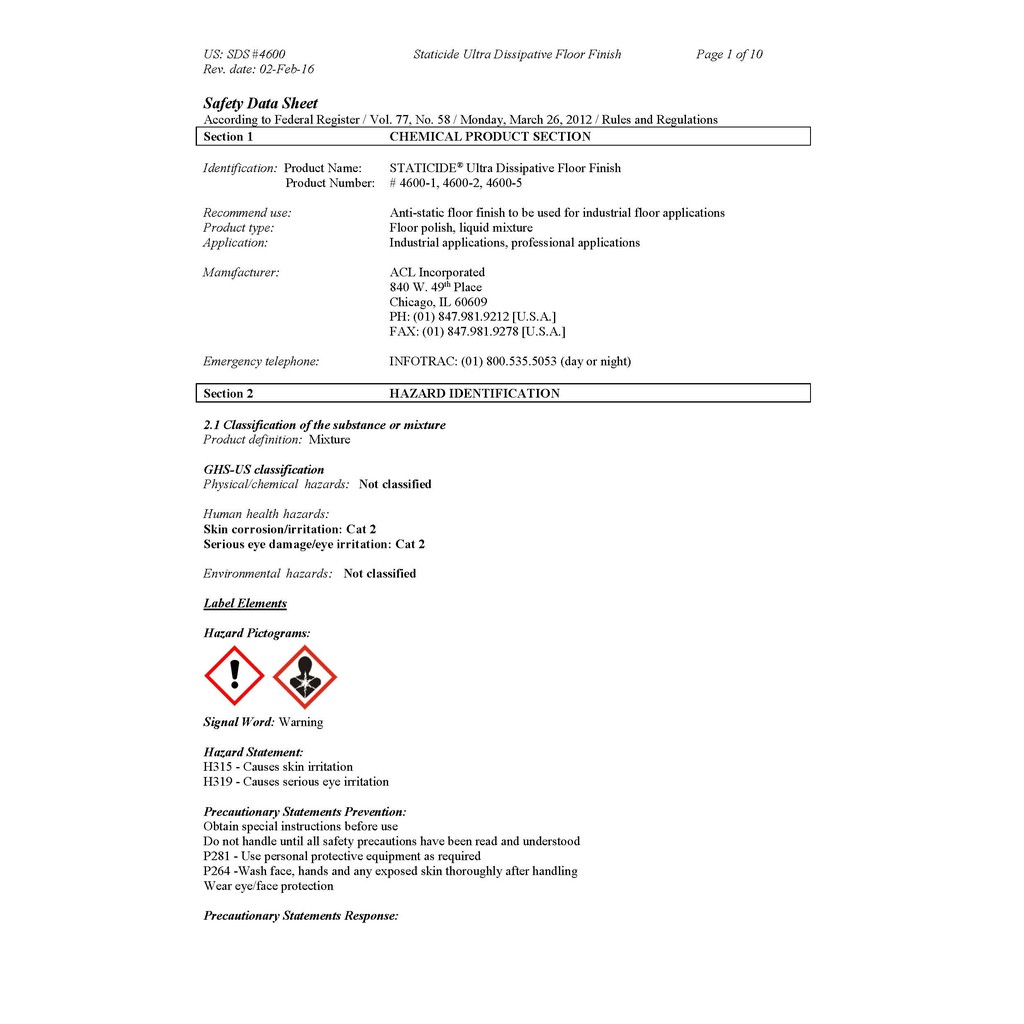 น้ำยาเคลือบพื้นป้องกันไฟฟ้าสถิตย์ Staticide Ultra ACL-4600 #ปานสวนทิพย์ ...