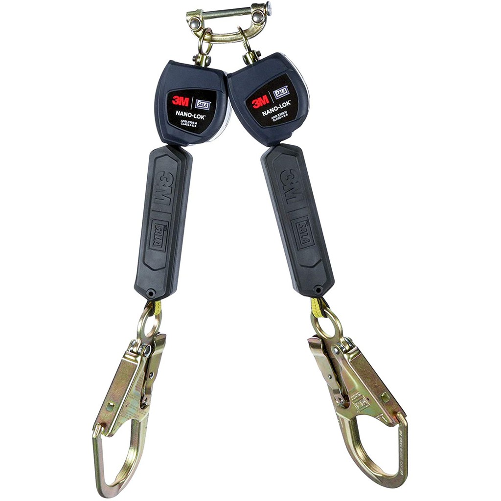 3101280 3M™ DBI-SALA® Nano-Lok™ Twin-Leg Quick Connect Self Retracting Lifeline, Web 1.8m ...