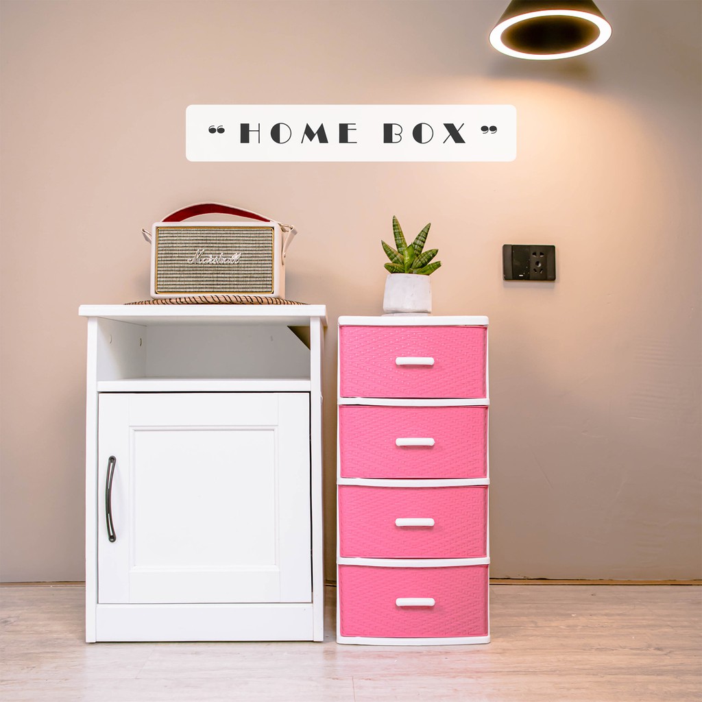 ตู้ลิ้นชักเก็บของ 4 ชั้น***ใหม่*** สีชมพูบานเย็น ลายข้าวหลามตัด ตู้เก็บ ...