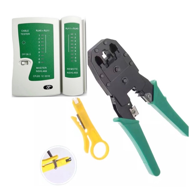 Set 2in1 คีมเข้าหัวสายแลน Network RJ45 CAT5 RJ11 RJ12 LAN Cable + ตัว ...