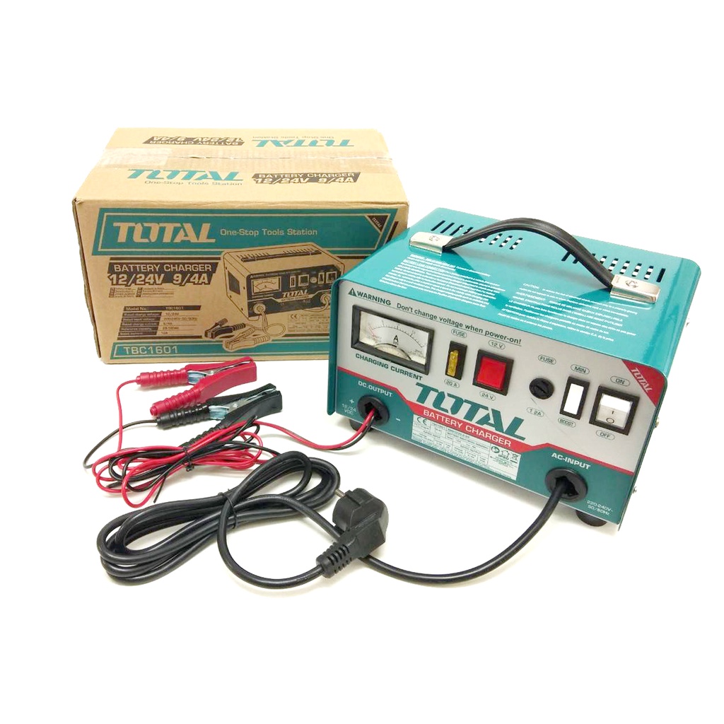 เครื่องชาร์จแบตเตอรี่ 12v 24v 220v Total รุ่น Tbc1601 ชาร์จได้ทั้งแบต