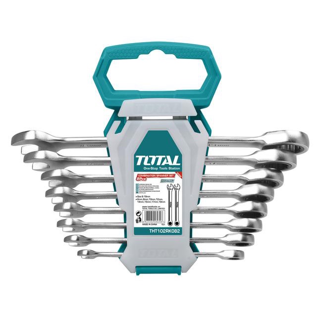 Total ชุดประแจปากตาย แหวนฟรีข้าง 8ตัวชุด ขนาด 8 - 19มม. รุ่นTHT102RK086 ( Ratchet Spanner Set ...