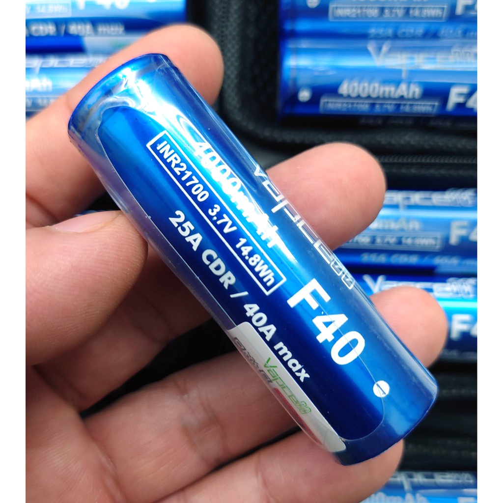 [จัดส่งเร็ว] ♀ถ่าน Li-ion ขนาด 21700 Vapcell 3.7v รุ่น F40 สีน้ำเงิน ความจุ 4000mA จ่ายกระแส 25A ...