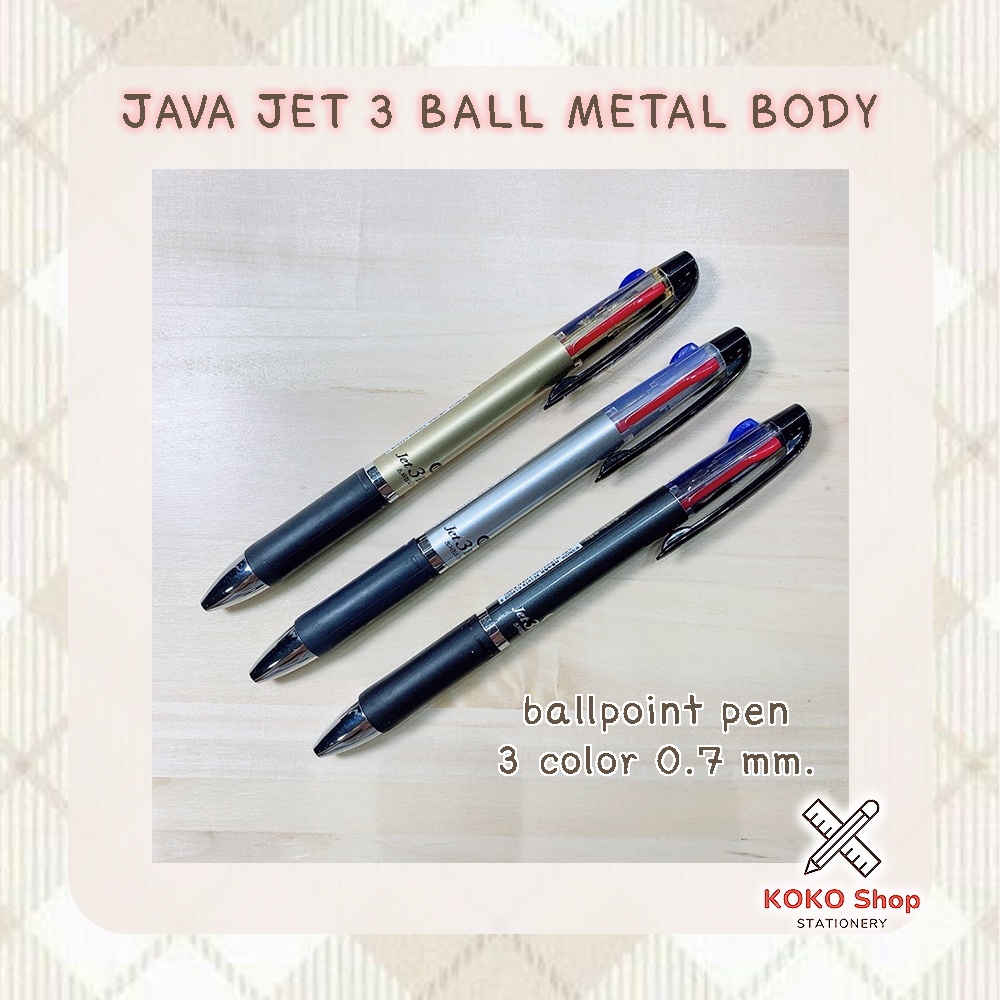 Java Jet 3 Ball-M Ballpoint pen 3 Color 0.7mm. -- จาวา เจ็ท 3 ด้ามเหล็ก ปากกาลูกลื่น 3 ระบบ ขนาด ...