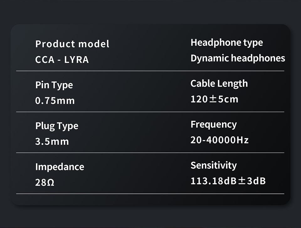 Cca LYRA ชุดหูฟังอินเอียร์ ตัดเสียงรบกวน HiFi 2PIN EDX แบบมีสาย โลหะ ...