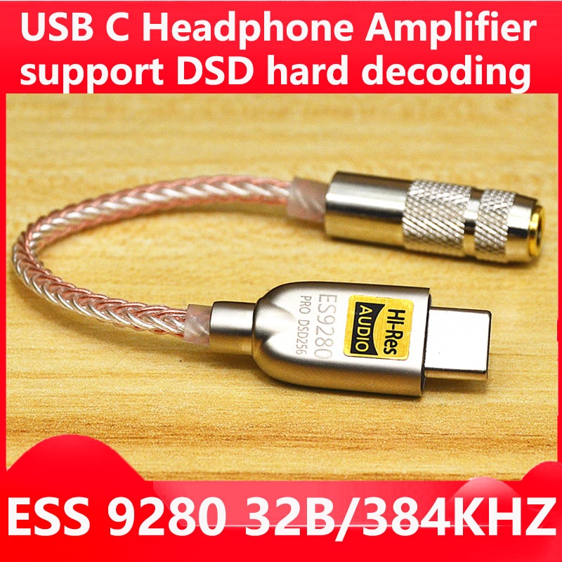 USB Type-C To 3.5mm Jack Audio Adapter Portable HIFI DAC Headphone Amplifier Decoder Converter ...