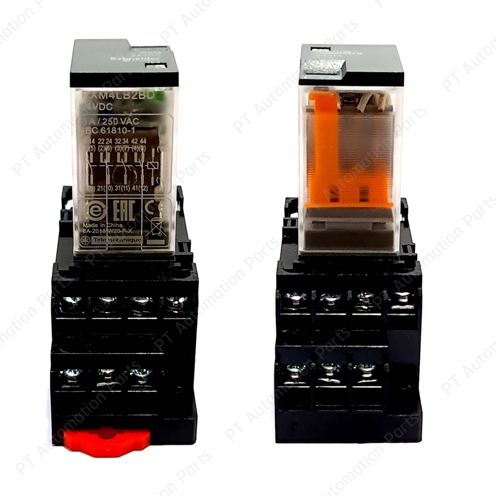 รีเลย์พร้อมซ็อกเก็ต ชไนเดอร์ Schneider Electric RXM4LB2BD RXZE1M4C 24VDC 3A 4คอนแทค 14ขา มีไฟ ...