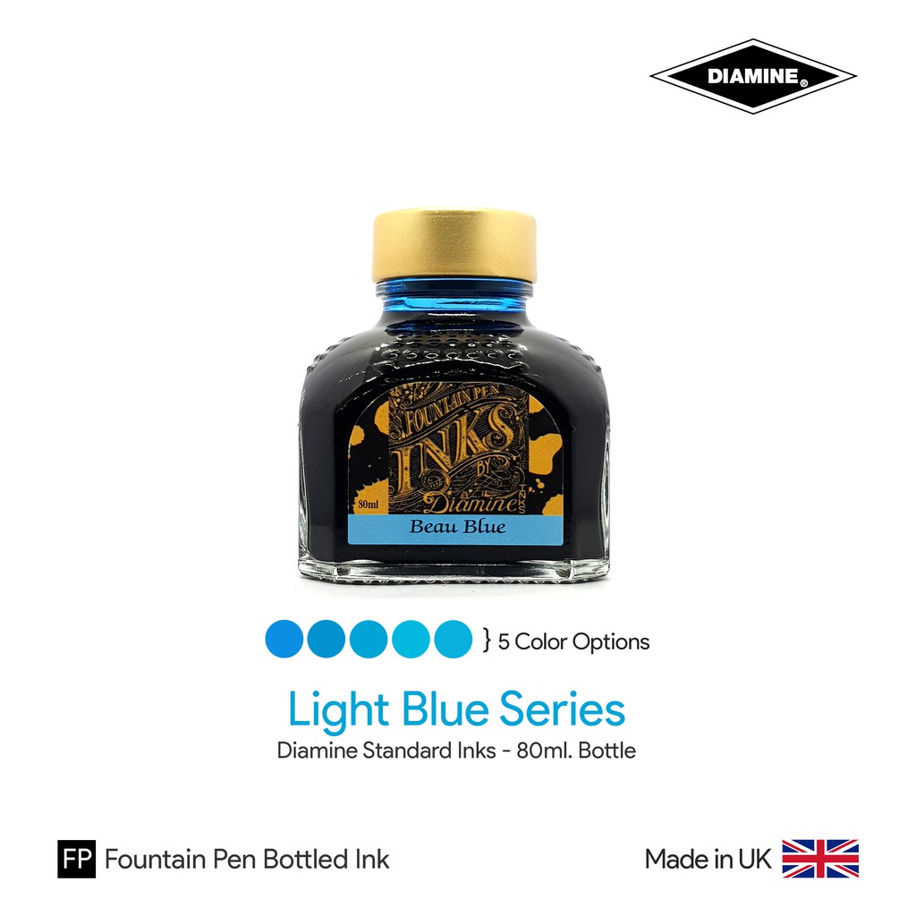 Diamine Light Blue Ink Bottle 80ml - หมึกปากกาหมึกซึม ชุดสีฟ้า ขวดขนาด ...