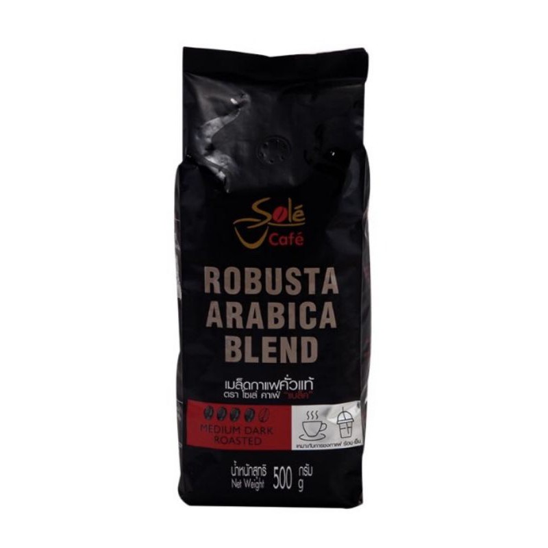 โซเล่ เมล็ดกาแฟคั่ว 500 กรัม Sole Cafe Arabica&Robusta Blend Medium Dark Roasted 500g | Shopee ...