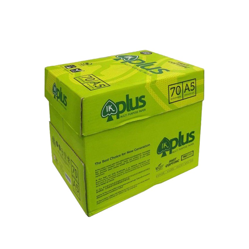 กระดาษถ่ายเอกสาร A5 70 แกรม Ik Plus 500 แผ่น 1 กล่อง 10 รีม