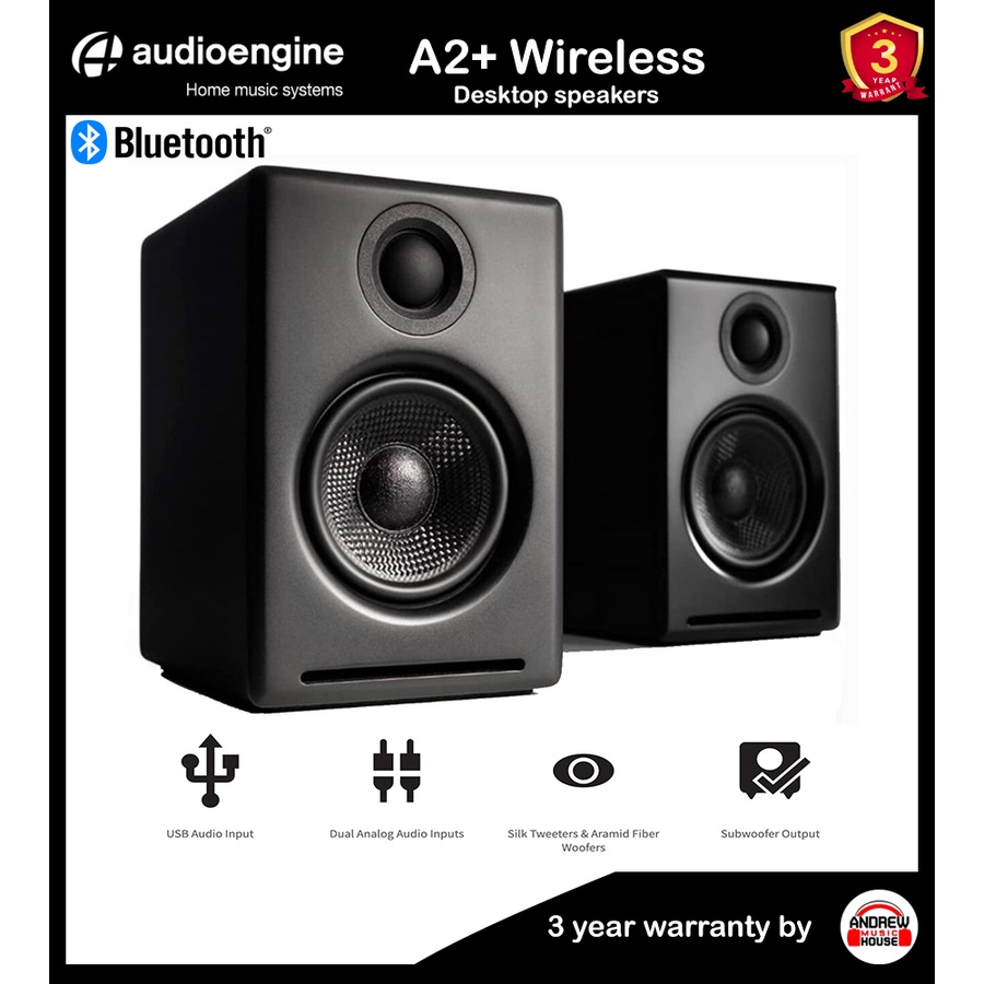 Audioengine A2+ Wireless ลำโพงคอมพิวเตอร์ 2.0 บลูทูธ 60W Powered Desktop Speakers, Bluetooth ...