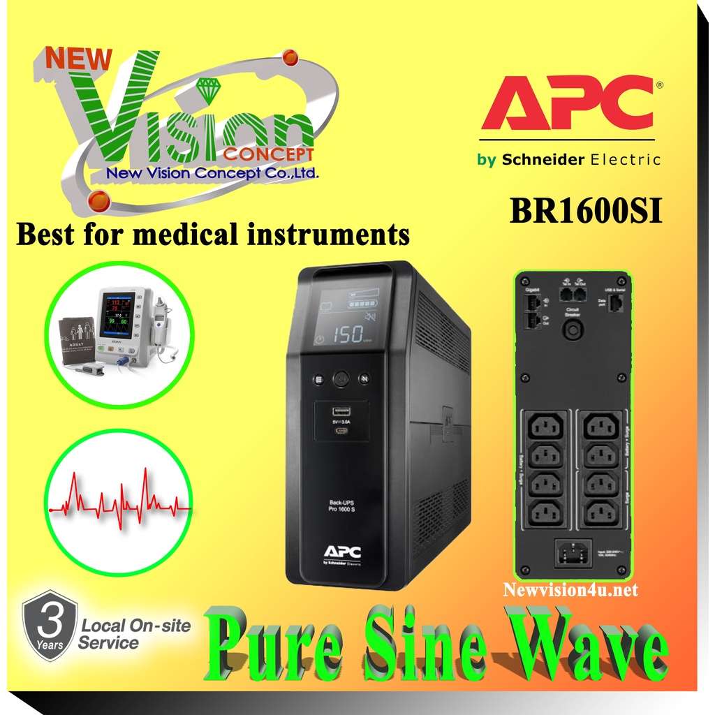 APC Back UPS Pro BR1600SI (1600VA/960WATT) ระบบ Pure Sine Wave หน้าจอ ...