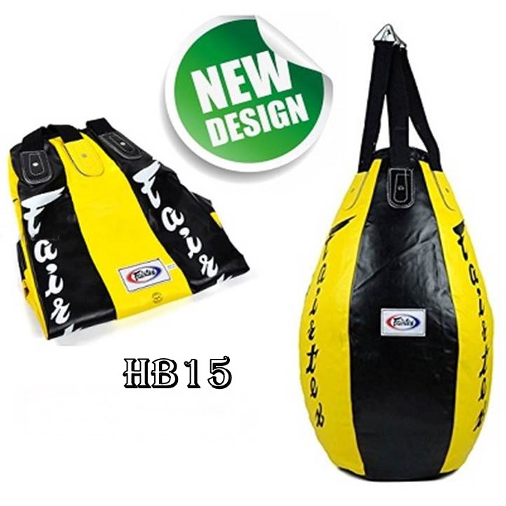 กระสอบทรายแฟร์แท็กซ์ HB15 สีเหลือง-ดำ Fairtex Heavy Bag HB15 supper tear drop Training un-filled ...