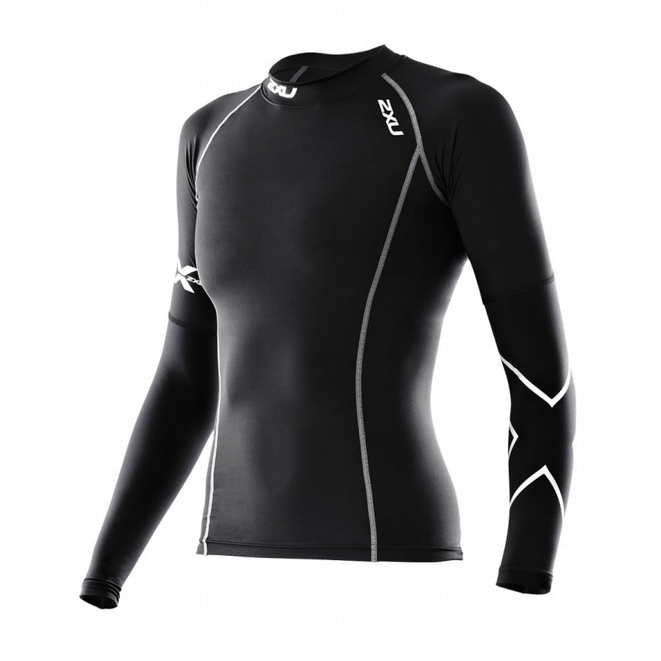 เสื้อรัดกล้ามเนื้อ ZXU Women Long Sleeve Compression Black/Silver ...