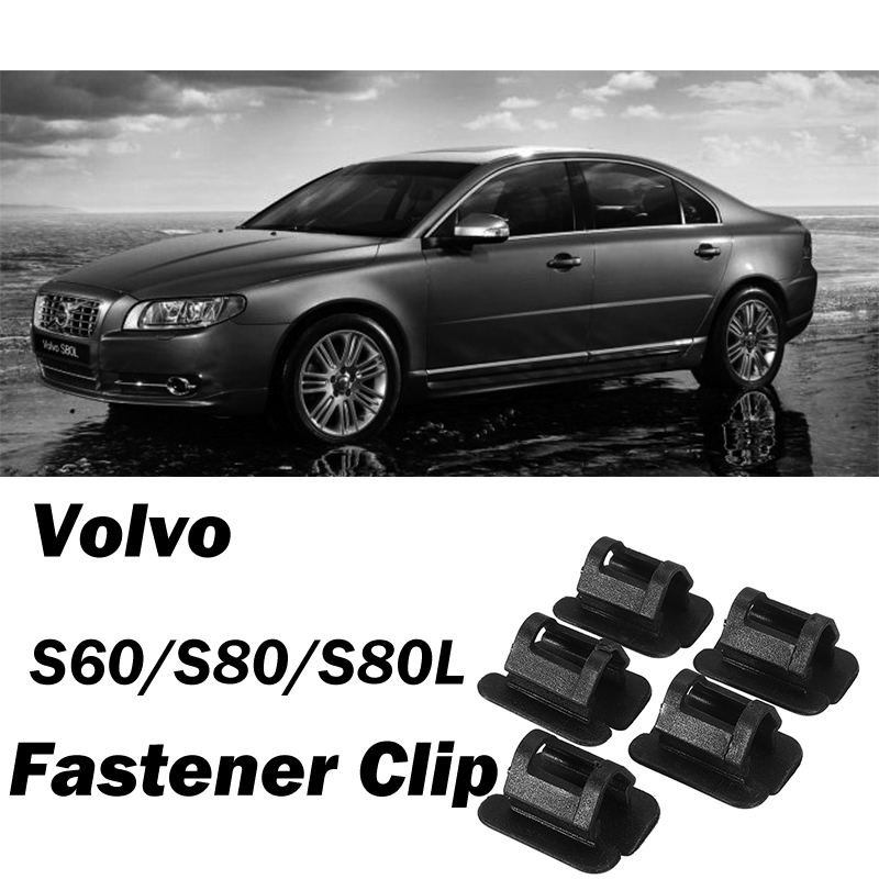 กระโปรงผ้าฝ้ายฉนวนกันความร้อนห่วงคลิปสำหรับ Volvo S80 S80L S60 Fastener คลิปพลาสติก 5X รถสีดำ ...