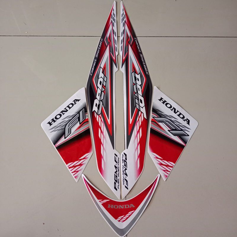 MERAH Honda beat fi 2014 แถบสีขาวตัดสีแดง, สติ๊กเกอร์เบรก combi, รายการ ...