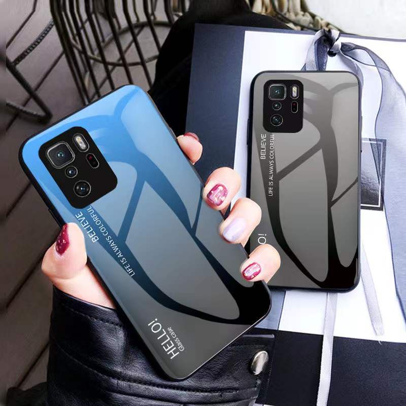 เคสกระจกไล่สี ใช้สำหรับ Xiaomi Redmi Note10 Note10s Redmi Note7 Note7pro Redmi Note9s Note9pro ...