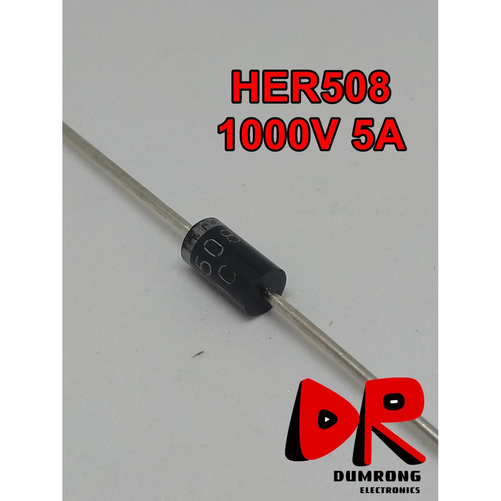 (10 ชิ้น) HER508 ไดโอด 1000V 5A high efficiency fast recovery rectifier ...