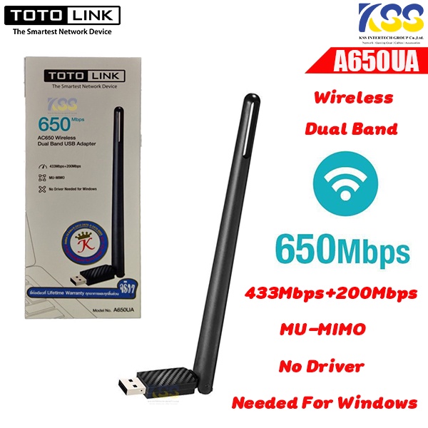 Wireless USB Adapter TOTOLINK (A650UA) AC650 Dual Band (Lifetime ...