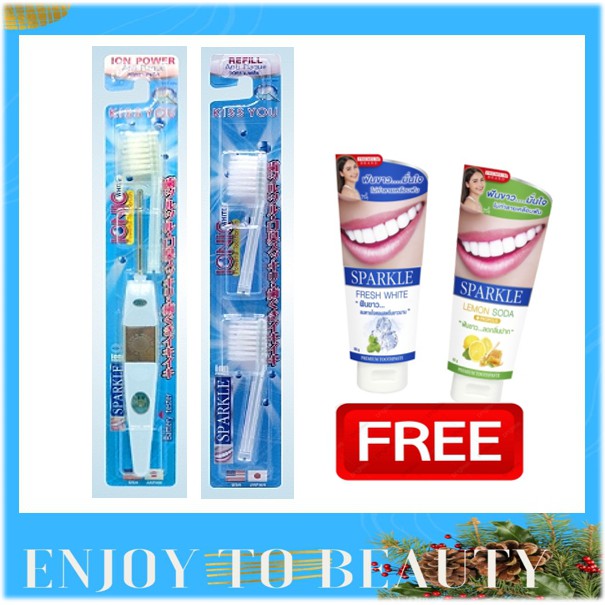 [สีขาว]แปรงสีฟัน ไอออนิค ขายดีอันดับ 1 ในญี่ปุ่น ขจัดคราบพลัค Sparkle Ionic Toothbrush สปาร์คเค ...