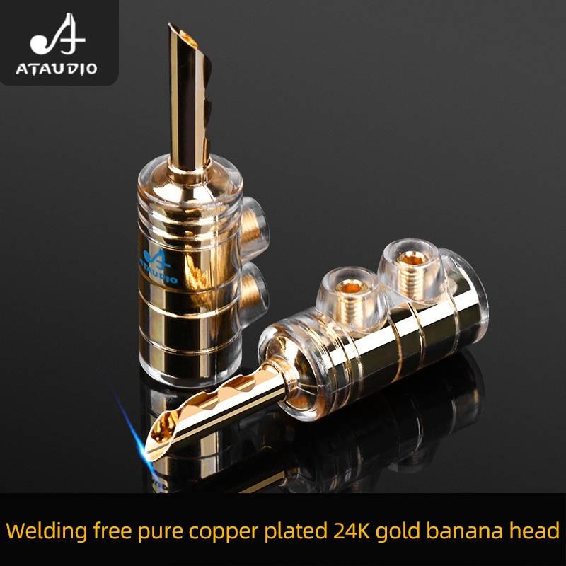 8PCS HIFI Banana plug pure Copper 24K Gold Plated 4mm Banana connector ...