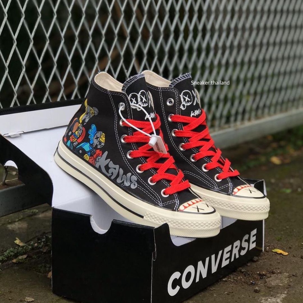 Converse Chuck Taylor 70's High Kaws Black White คอนเวิร์ส รองเท้าผ้าใบ ...