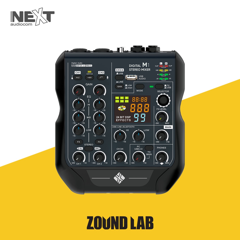 NEXT AUDIOCOM M1 Mixer เครื่องผสมสัญญาณเสียง 4 ช่อง เอฟเฟคแท้ มิกเซอร์ ...