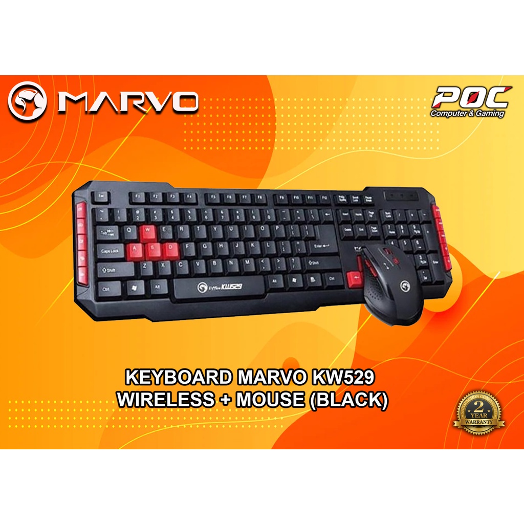 KEYBOARD (คีย์บอร์ด) MARVO KW529 WIRELESS + MOUSE (BLACK) | Shopee Thailand