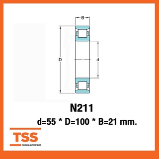 N211 ตลับลูกปืนเม็ดทรงกระบอก ( Cylindrical Roller Bearings ) N 211 ...