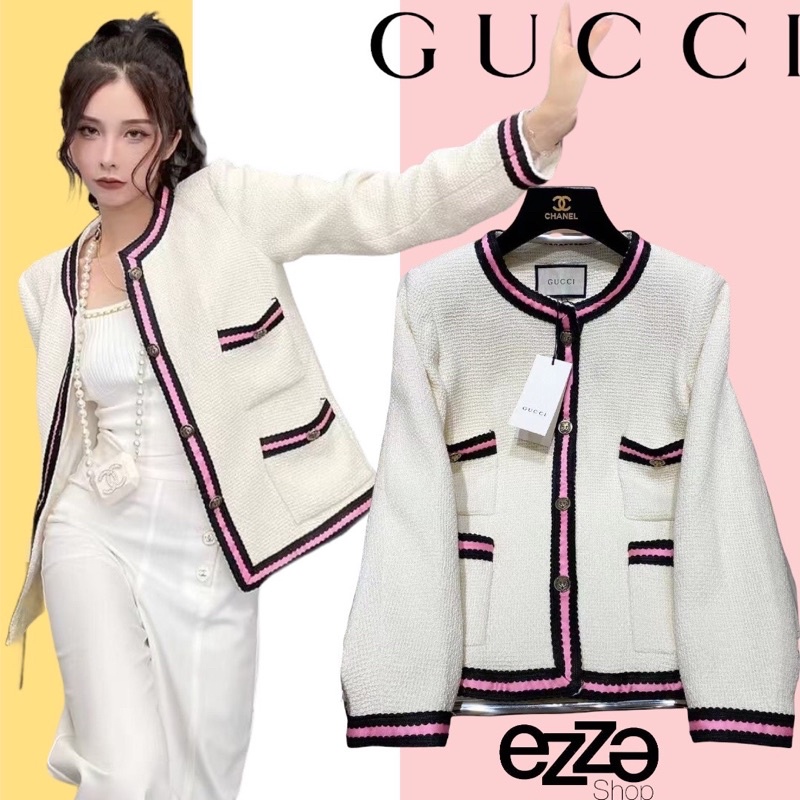 GUCCI TIGER BUTTON TWEED BLAZER SS21 | Shopee Thailand